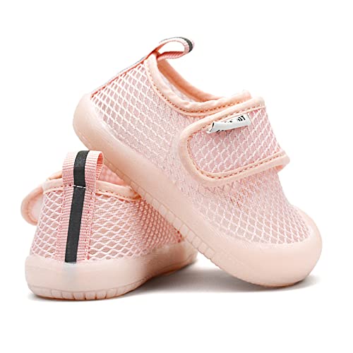 Baby Boy Girl Shoes Lightweight Breathable Toddler Mesh Sneakers Beach Water Shoes Non-Slip First Walking Shoes 6 9 12 18 24 Months(12-18 Months, 1-Pink)