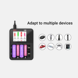 ISDT C4 EVO AAA Universal Battery Balance Charger, 6-Bay Smart Battery Charger with Type-C QC3.0 Output for AA Li-ion Rechargeable Batteries - Household Battery re-charger With Display Screen (C4 EVO)