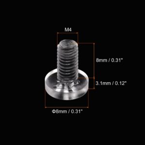 uxcell M4x8mm Plastic Phillips Bolts 100pcs PC Pan Head Machine Screws Transparent