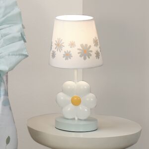 Lambs & Ivy Sweet Daisy White Floral Nursery/Child Lamp with Shade & Bulb