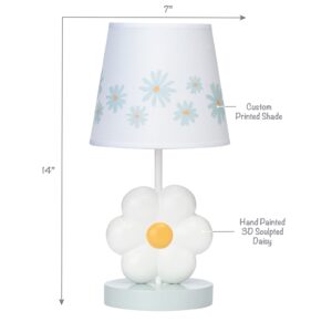 Lambs & Ivy Sweet Daisy White Floral Nursery/Child Lamp with Shade & Bulb