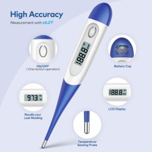 Bundle of Thermometer for Adults, Digital Oral Thermometer for Fever with 10 Seconds