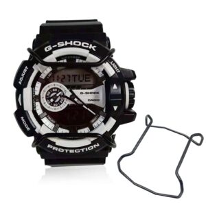 motaney for casio g shock ga100 screen protector, anti-scratch bull bar compatible with g-shock ga/gd100/ 110/120/ 140 series watch, cool looking stainless steel wire guard protective bumper (black)