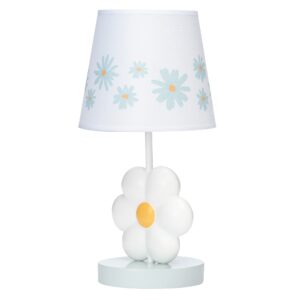 Lambs & Ivy Sweet Daisy White Floral Nursery/Child Lamp with Shade & Bulb