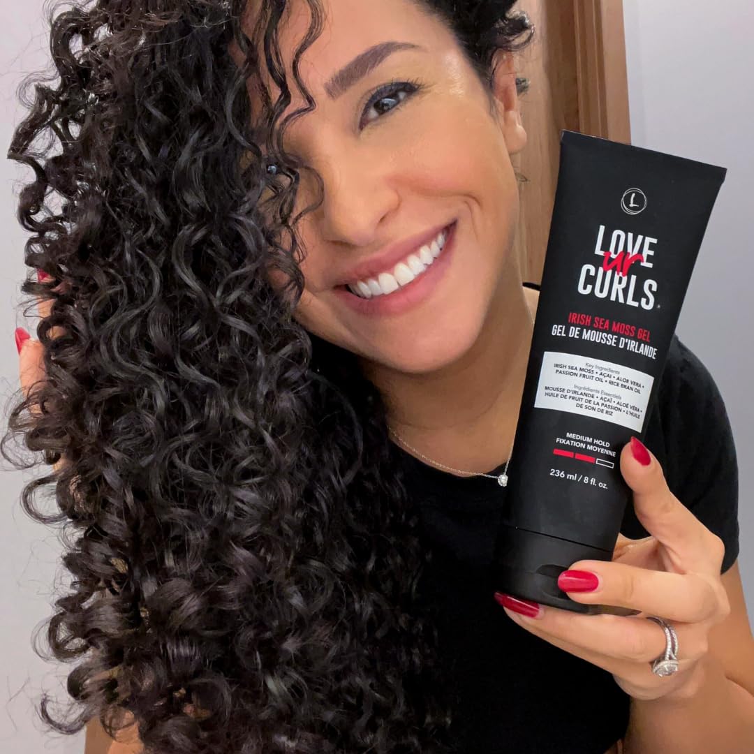 Love Ur Curls - LUS Irish Sea Moss Hair Gel, Medium Hold Hair Styling Curling Gel for Defined Curly Hair, Waves & Coils, Vegan, Cruelty Free, 236mL