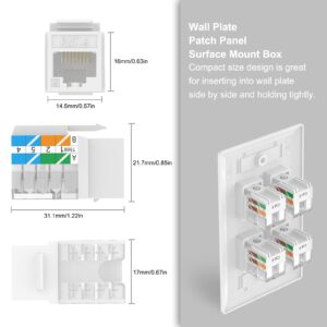 VCELINK RJ45 Cat6 Keystone Jacks UL-Listed Slim Profile, 10-Pack Ethernet Punch Down Keystone UTP, 90-Degree Modular Keystone Connector Adapter, White