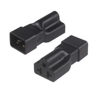 qiucable iec to nema adapter,5-15r to c20,5-20r to c20,6-15r to c20,6-20r to c20;iec 320 c20 male to 4-in-1 nema 5-15r/20r 6-15r/20r female,t blade plug adapter,power converters comb adapter(2-pack)