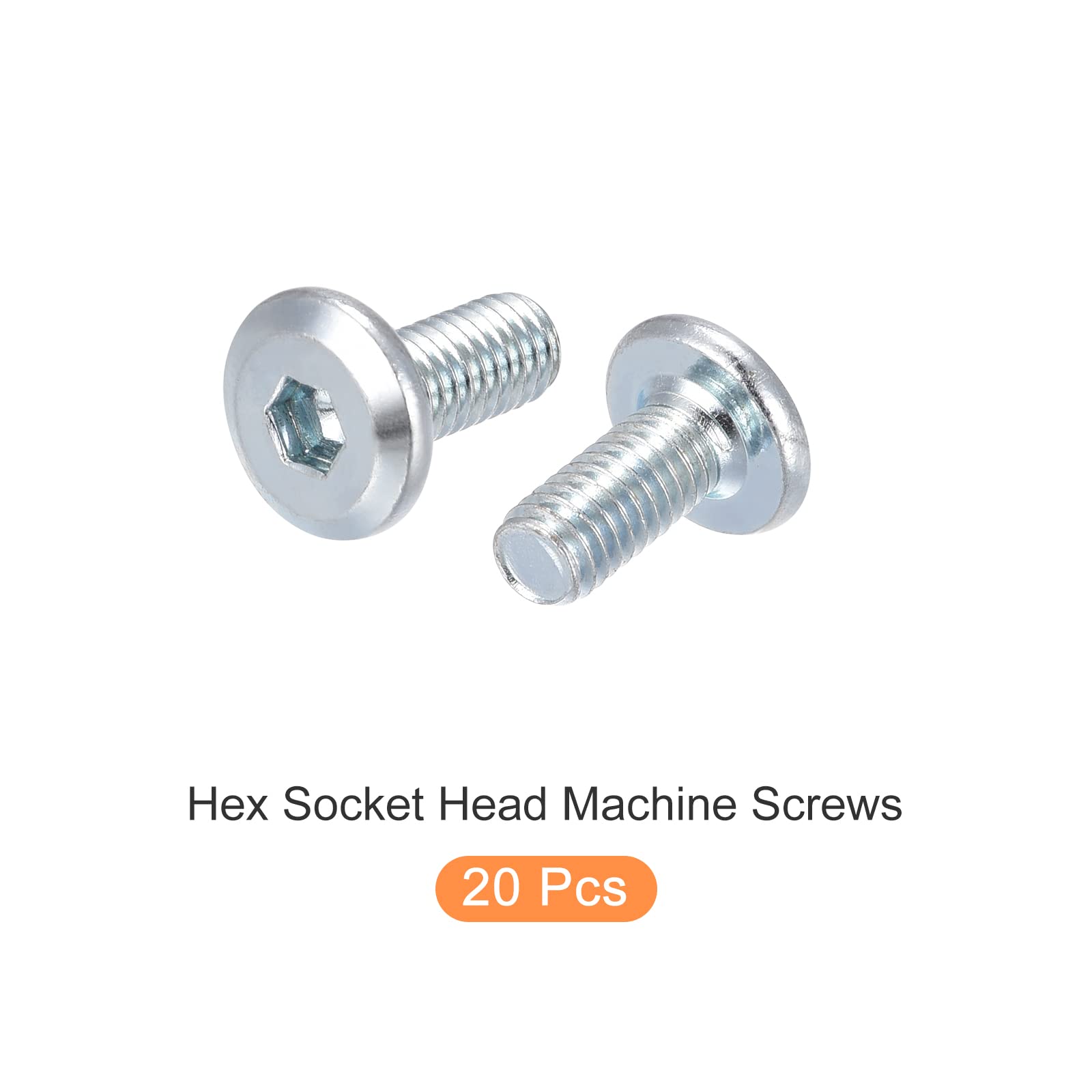 METALLIXITY Hex Socket Head Machine Screws, (M6x12mm) 20Pcs, Carbon Steel Cap Screws - for Machinery, Furniture, DIY