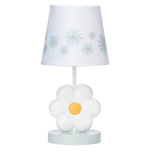 lambs & ivy sweet daisy white floral nursery/child lamp with shade & bulb