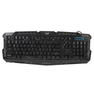 NA 114-Key LED Backlit Wired USB Gaming Keyboard with Cracking Pattern Black