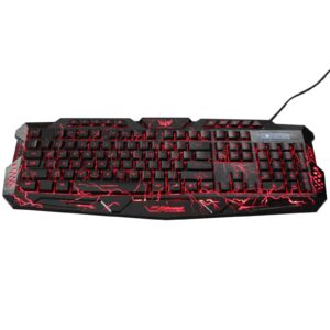 NA 114-Key LED Backlit Wired USB Gaming Keyboard with Cracking Pattern Black