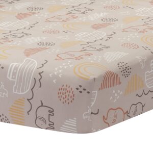 lambs & ivy baby noah taupe elephant/ark/rainbow 100% cotton fitted crib sheet