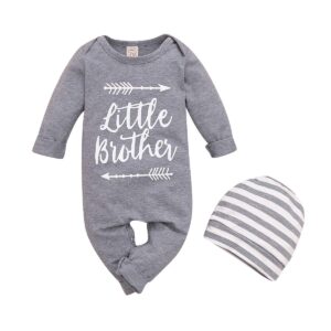 rcpatern newborn baby boy clothes set little brother outfits long sleeve romper jumpsuit + hat