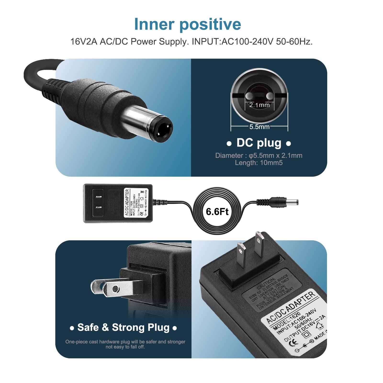 16V 2A AC DC Power Supply Adapter Charger Compatible for Altec Lansing IMW888 IMW888s IMW645 IMW778 IMT804N Big Super LifeJacket Wireless Waterproof Bluetooth Speaker Power Cord Supply