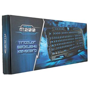 NA 114-Key LED Backlit Wired USB Gaming Keyboard with Cracking Pattern Black