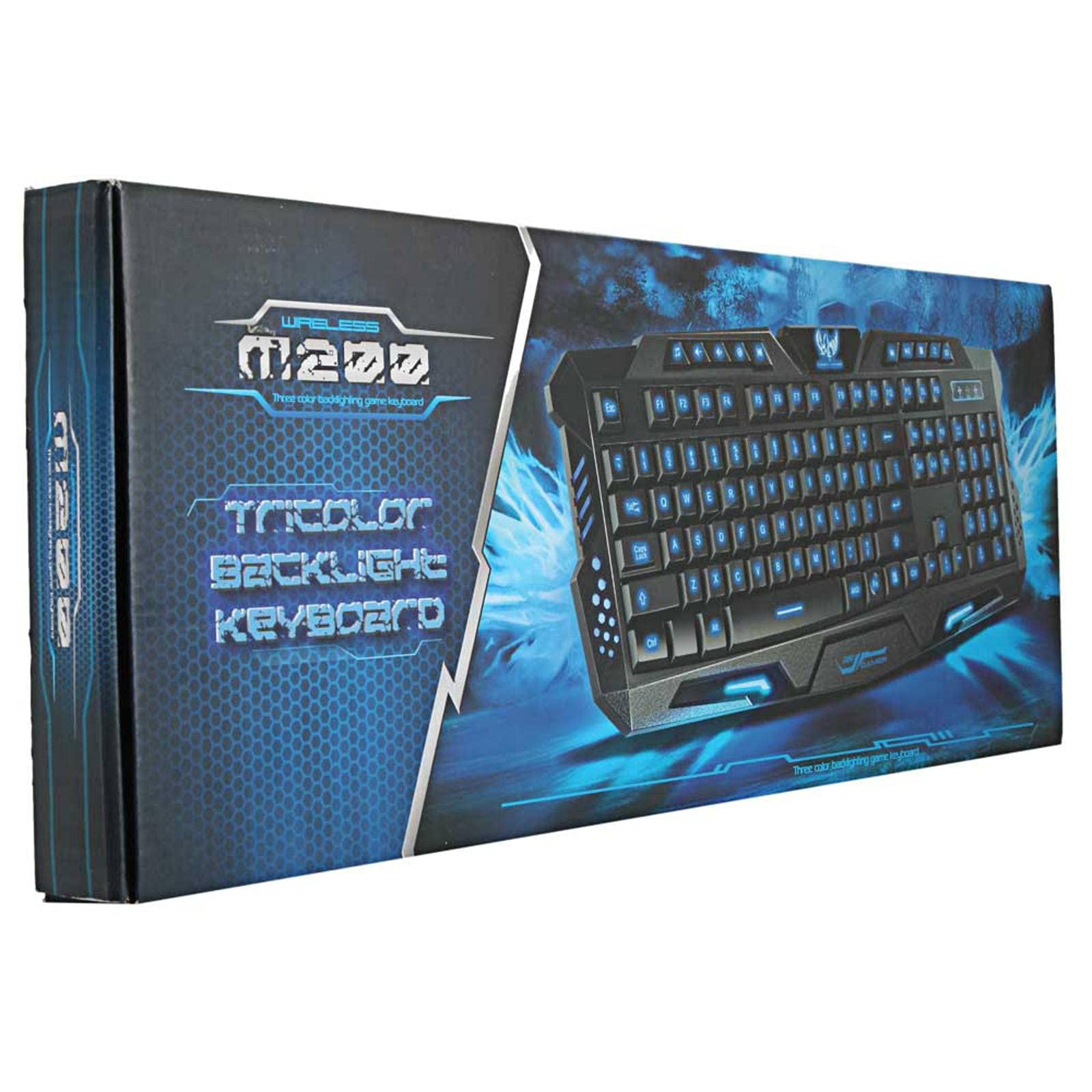 NA 114-Key LED Backlit Wired USB Gaming Keyboard with Cracking Pattern Black