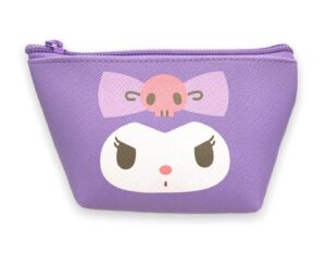 sanrio kuromi face boat type cosmetics small pouch bag 4.3 in (w) × 3 in (h) × 2 in (d)