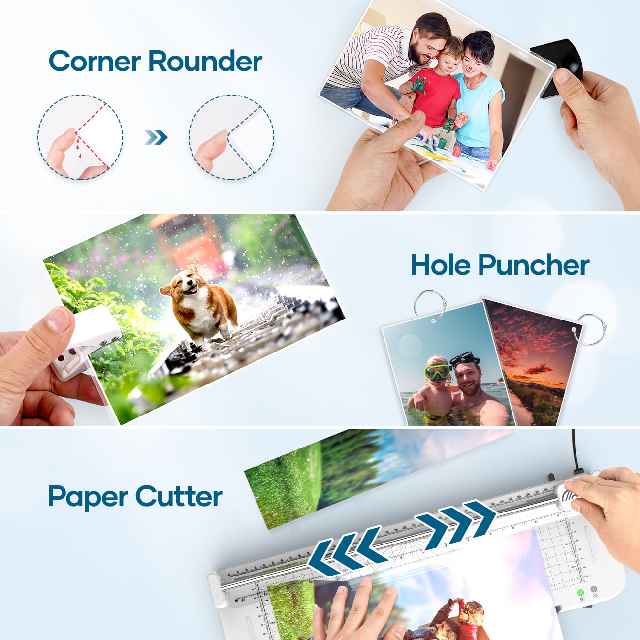 Laminator,Laminator Machine 13 inch with 40pcs Laminating Sheets, Never Jam A3 Laminator, 9-in-1 Hot Cold Laminator Machine 11x17 with Paper Cutter Corner Rounder Hole Punch for Home Office School