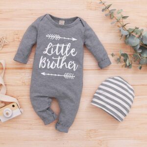 RCPATERN Newborn Baby Boy Clothes Set Little Brother Outfits Long Sleeve Romper Jumpsuit + Hat