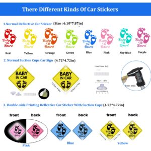 Baby on Board Sticker for Cars, Nouiroy 2PCS Love Feet Super Strong Reflective Baby in Car Decals and Stickers Cute Baby Kid Car Window Bumper Safety Warning Sign Waterproof Auto Vinyl Sticker, Blue