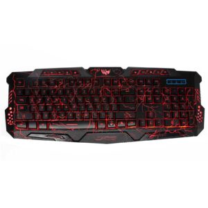 NA 114-Key LED Backlit Wired USB Gaming Keyboard with Cracking Pattern Black