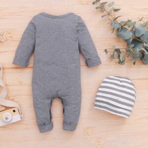 RCPATERN Newborn Baby Boy Clothes Set Little Brother Outfits Long Sleeve Romper Jumpsuit + Hat