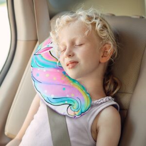 FIODAY Seat Belt Cover Pad for Kids Unicorn Seatbelt Pillow Soft Seat Belt Cover Car Pillow Toddler Travel Seat Strap Pad Neck Support for Girls Boys, Rainbow