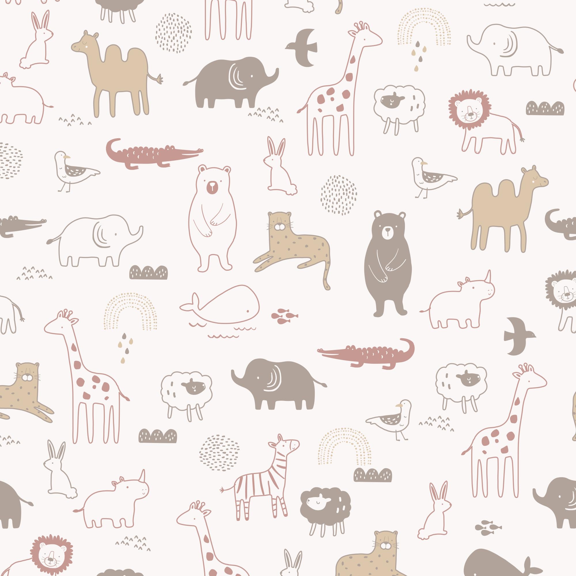 Lambs & Ivy Baby Noah Taupe Elephant/Ark/Rainbow 100% Cotton Fitted Crib Sheet