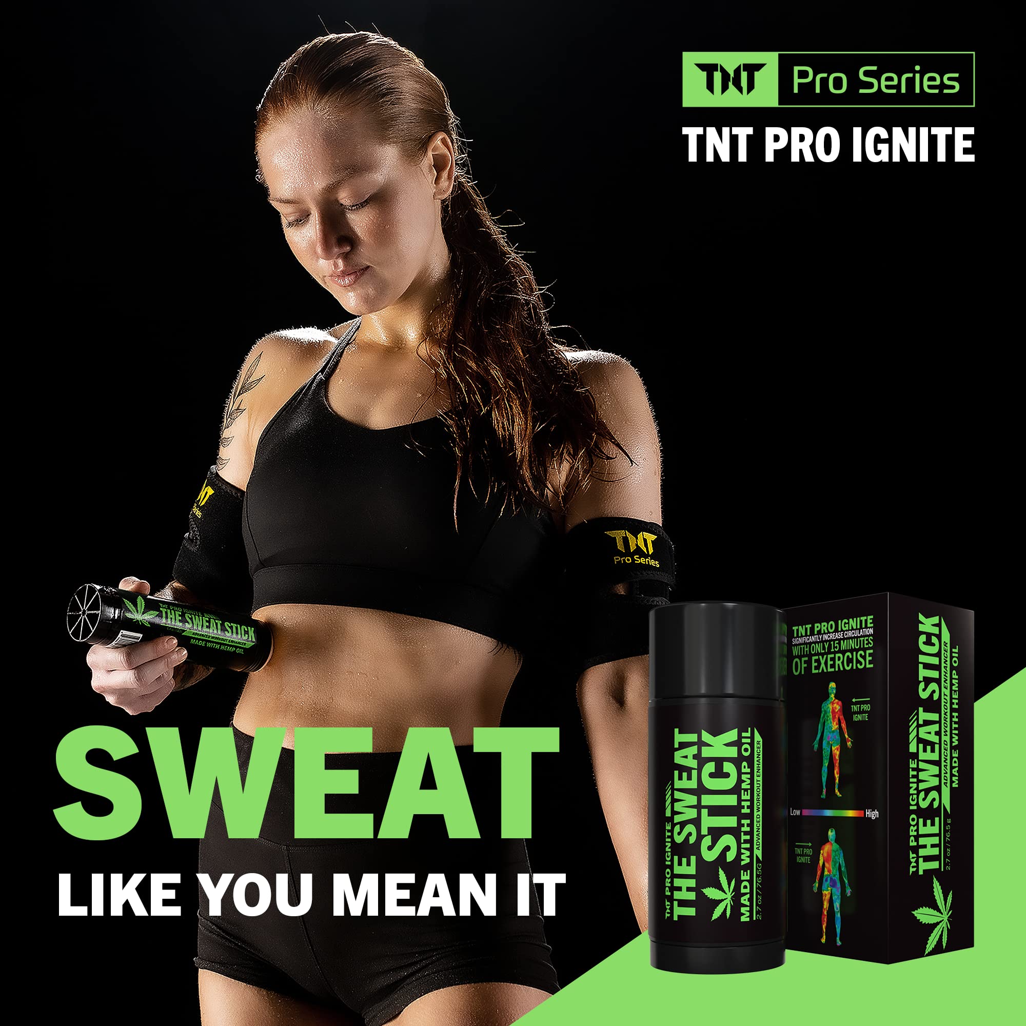 TNT Pro Ignite Hot Sweat Cream Stick: Pre-Workout, Firming & Tightening, 2.7 Oz - For Men & Women, All Skin Types