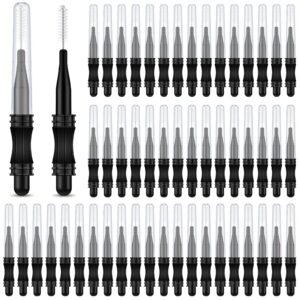 100 pcs micro eyebrow brush with cap brow lamination brush eyelash brow brush lash filler eyebrow lash lift tools for eyebrows and eyelashes extensions (black)