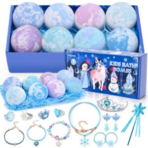 toylink bath bombs for kids with surprise inside frozen toys 8 pack natural bath bombs handmade spa bath fizzies with jewelry set girls birthday christmas gift