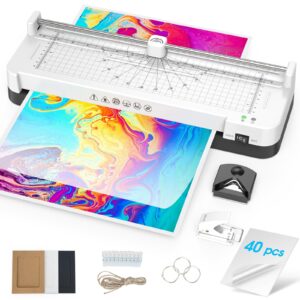 laminator,laminator machine 13 inch with 40pcs laminating sheets, never jam a3 laminator, 9-in-1 hot cold laminator machine 11x17 with paper cutter corner rounder hole punch for home office school