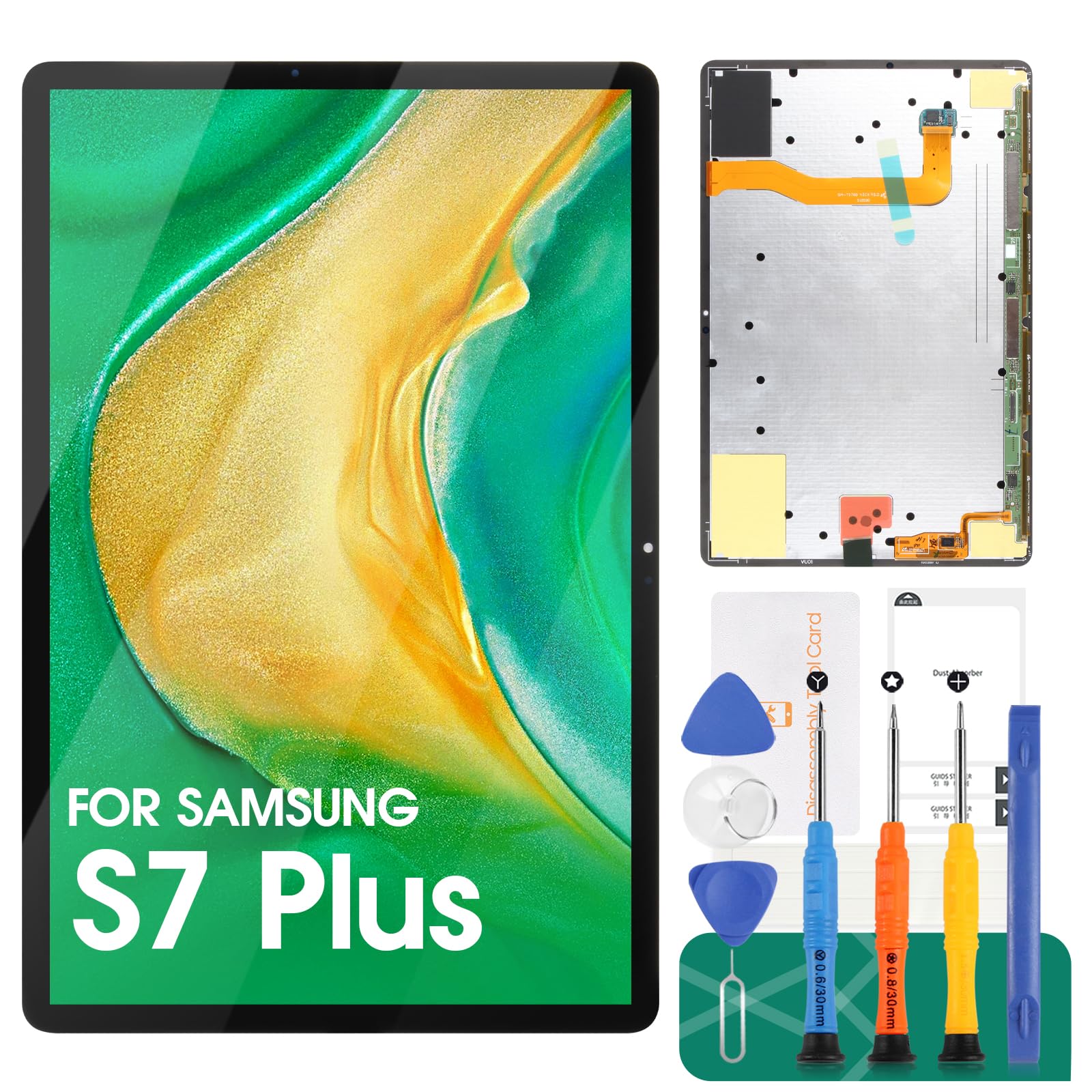 for Galaxy Tab S7+ Screen for Galaxy Tab S7 Plus LCD Replacement for Galaxy Tab S7 Plus Display for Tab S7 Plus Digitizer for SM-T970 Screen Touch Assembly Repair Tools