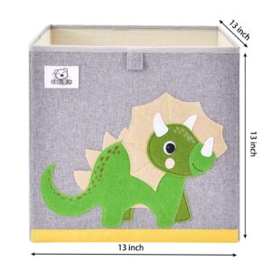 CLCROBD Foldable Animal Cube Storage Bins Fabric Toy Box/Chest/Organizer for Toddler/Kids Nursery, Playroom, 13 inch (Triceratops)