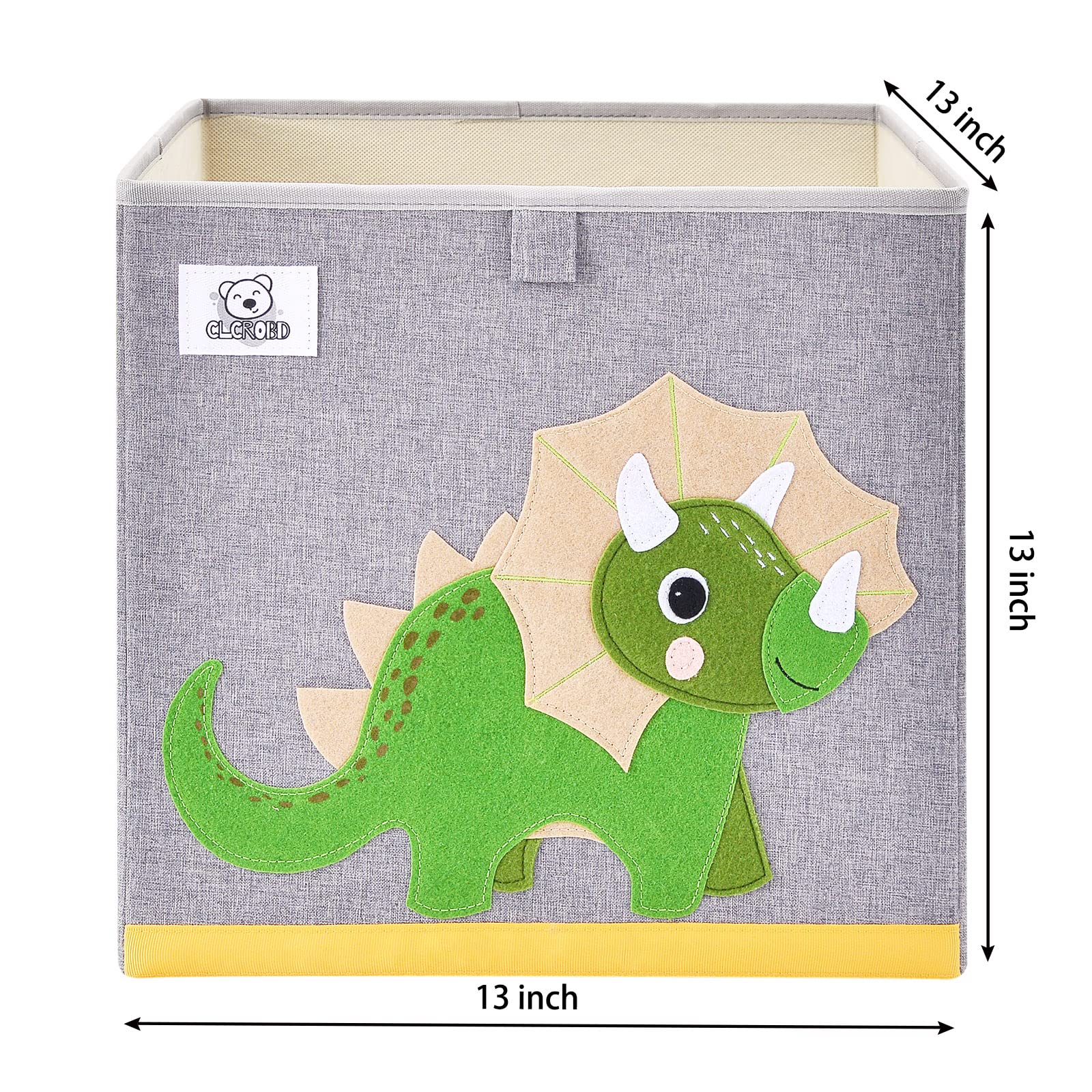 CLCROBD Foldable Animal Cube Storage Bins Fabric Toy Box/Chest/Organizer for Toddler/Kids Nursery, Playroom, 13 inch (Triceratops)