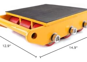 15T/33000lb Machinery Mover Heavy Duty Steel Machinery Mover Dolly Cargo Trolley with 9 Roller Wheels 360° Degree Rotation Cap, Industrial Machine Skates (Orange)