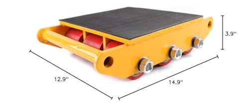 15T/33000lb Machinery Mover Heavy Duty Steel Machinery Mover Dolly Cargo Trolley with 9 Roller Wheels 360° Degree Rotation Cap, Industrial Machine Skates (Orange)