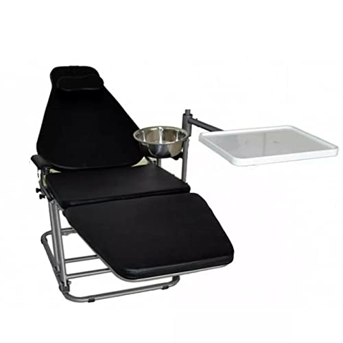 SGOE Dental Portable Chair with LED Exam Light and Tray with Nylon Bag Color Black