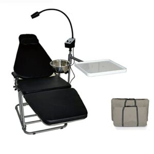 SGOE Dental Portable Chair with LED Exam Light and Tray with Nylon Bag Color Black