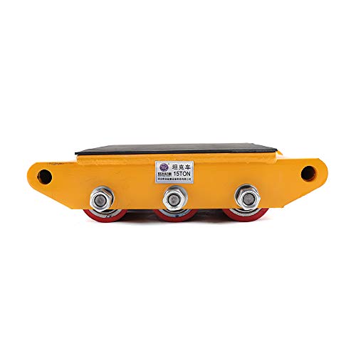 15T/33000lb Machinery Mover Heavy Duty Steel Machinery Mover Dolly Cargo Trolley with 9 Roller Wheels 360° Degree Rotation Cap, Industrial Machine Skates (Orange)