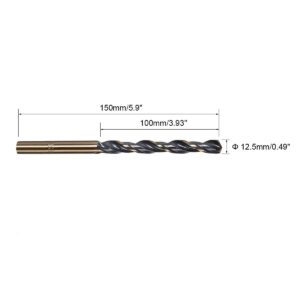 FOCMKEAS 12.5mm Twist Drill Bit High Speed Steel 4341 Straight Shank Gold and Black Coated Drilling Bits for Home Improvment DIY, Metal/Wood/Plastic