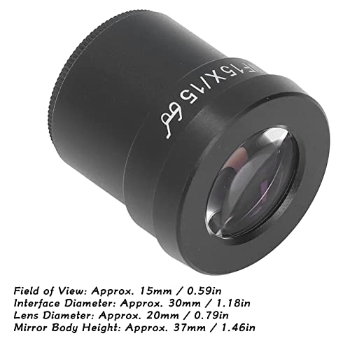 15X Wide Field Eyepiece, High Eye Point Comfortable Viewing Clearer Wide Angle Microscope Lens High Transmittance for Laboratory