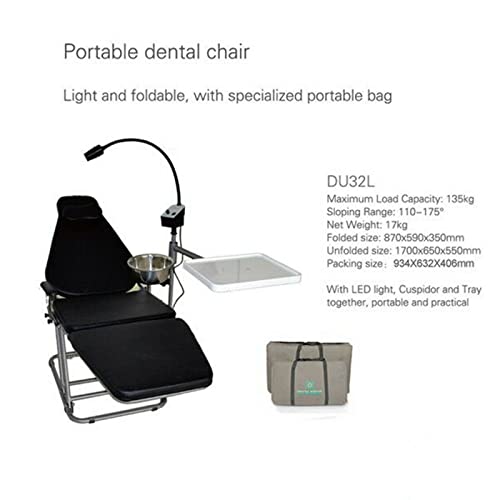 SGOE Dental Portable Chair with LED Exam Light and Tray with Nylon Bag Color Black