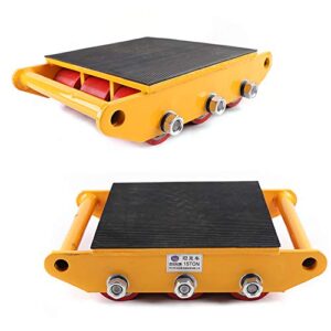 15t/33000lb machinery mover heavy duty steel machinery mover dolly cargo trolley with 9 roller wheels 360° degree rotation cap, industrial machine skates (orange)