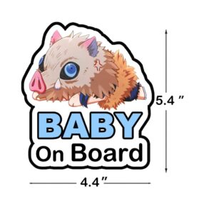 Daina Super Cute Baby Inosuke On Board Reflective Bumper Sticker, Reflective Kid Safety Slow Down Sign Sticker Decals for Cars, 1 pc. AT-027I