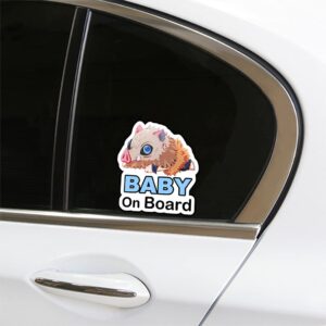 Daina Super Cute Baby Inosuke On Board Reflective Bumper Sticker, Reflective Kid Safety Slow Down Sign Sticker Decals for Cars, 1 pc. AT-027I