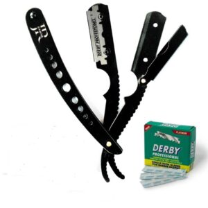 jegwar Premium Professional Classic Straight Edge Barber Razor +100 BLADES - Salon Quality Cut Throat Shavette