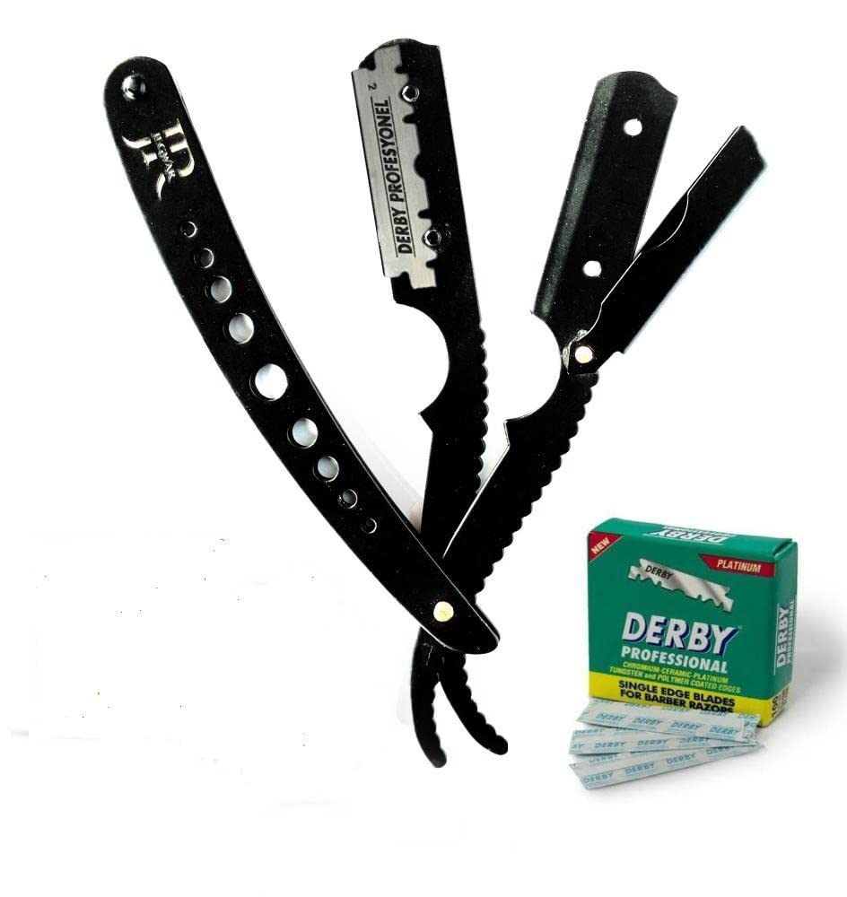 jegwar Premium Professional Classic Straight Edge Barber Razor +100 BLADES - Salon Quality Cut Throat Shavette