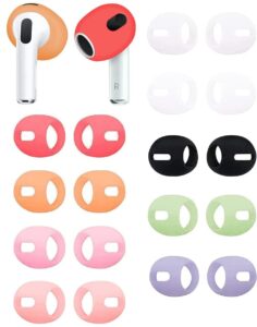 rqker fit in case ear tips compatible with airpods 3 2021 3rd gen, 9 pairs ultra thin soft silicone eartips earbuds dustproof cover fit in charging case compatible with airpods 3, 9 pairs 9 colors