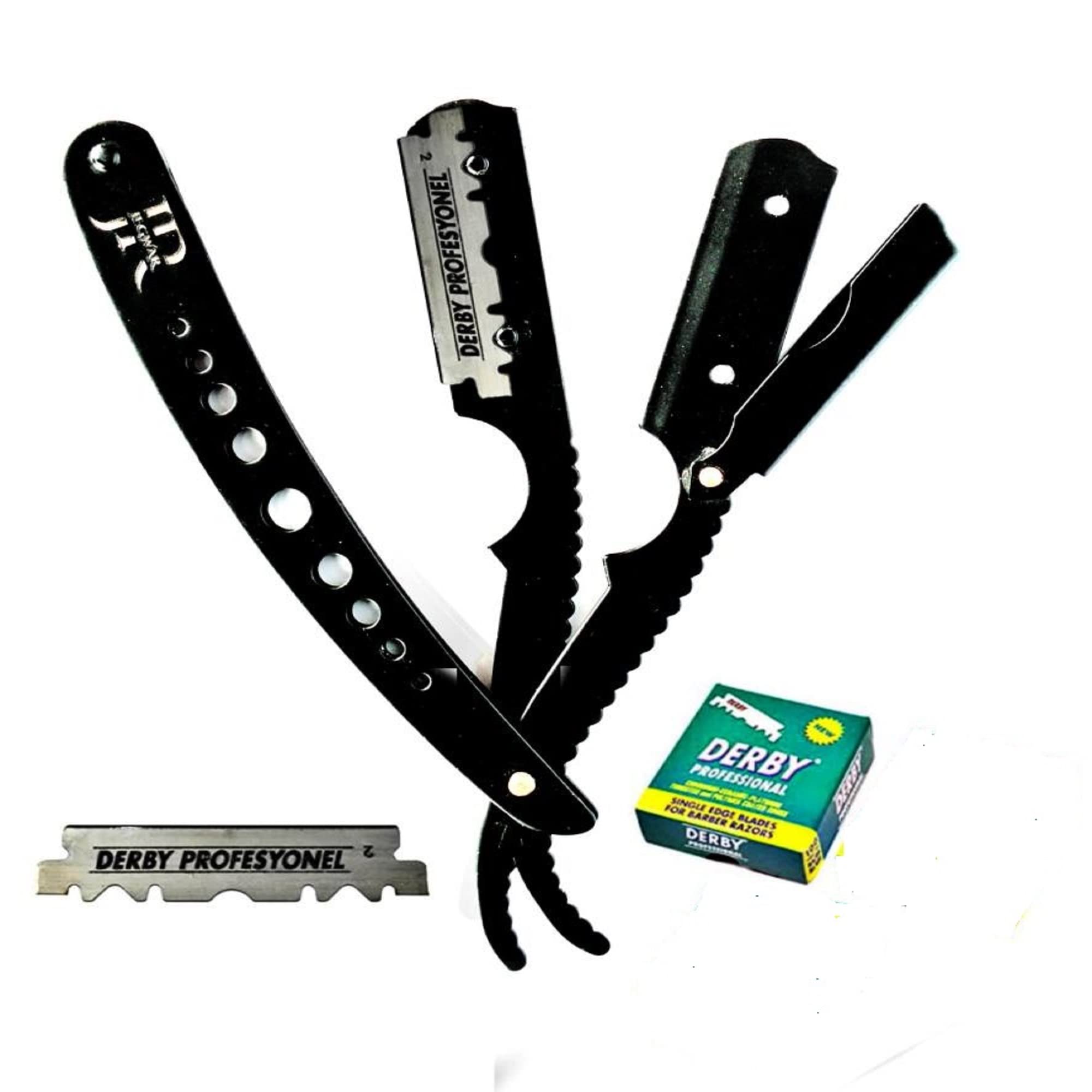 jegwar Premium Professional Classic Straight Edge Barber Razor +100 BLADES - Salon Quality Cut Throat Shavette